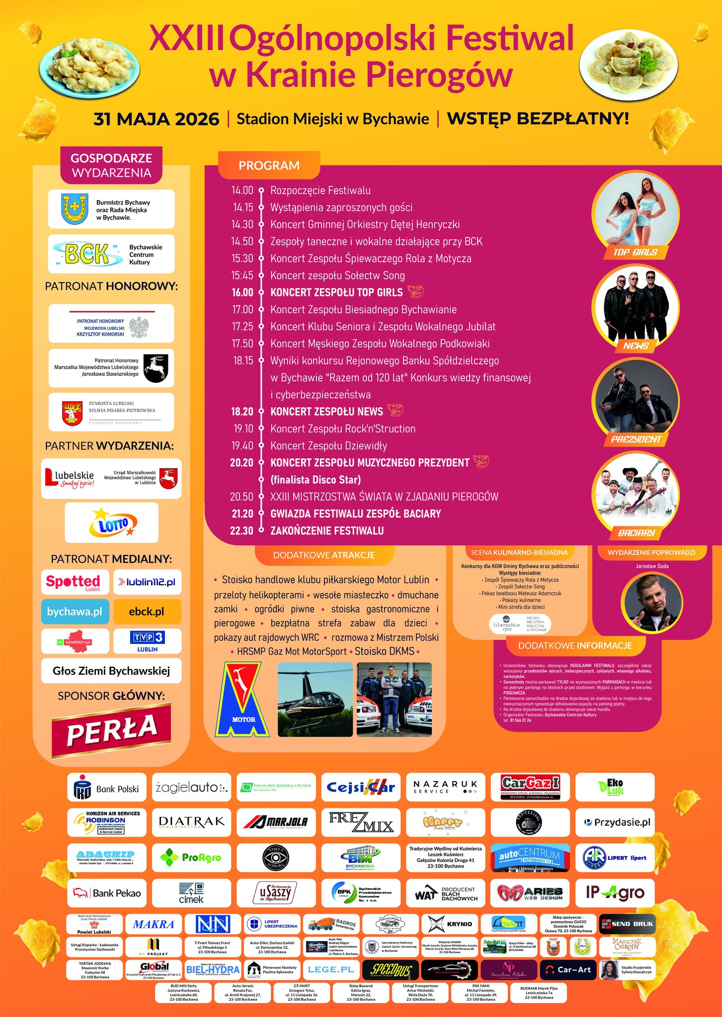 XXIII Festiwal w Krainie Pierogów Bychawa - 31 maja 2026 | Disco-Polo.info